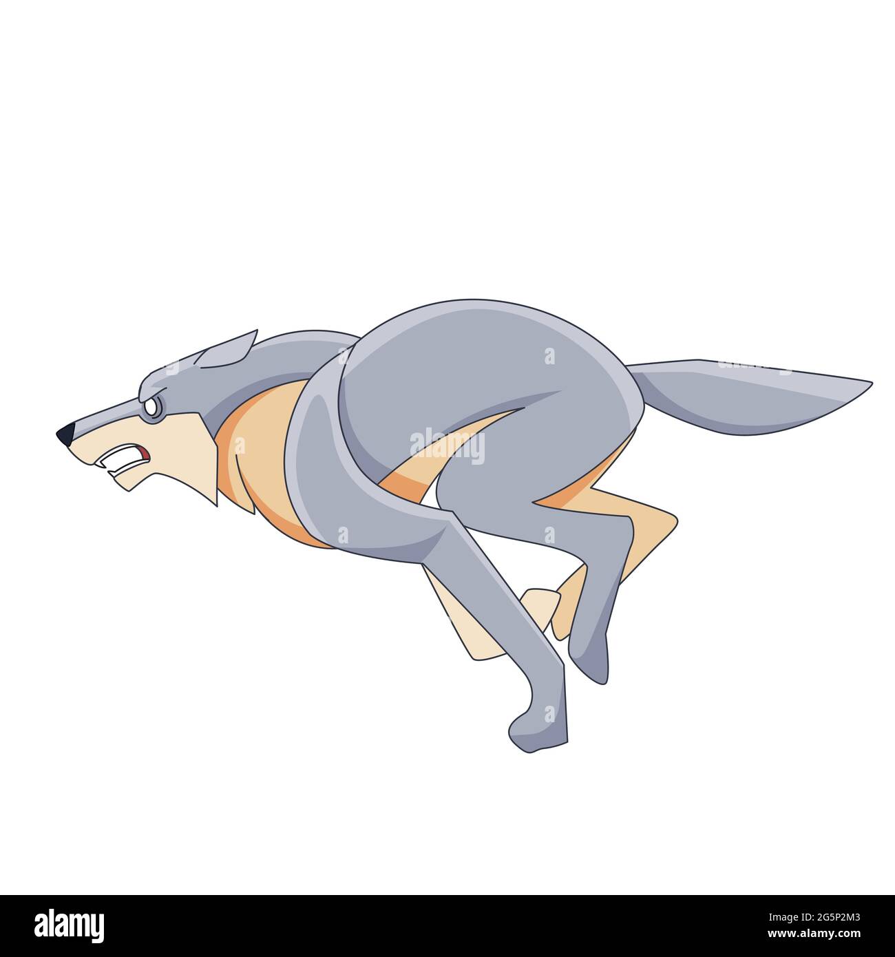 White Wolf is running very fast. Cartoon character of a dangerous ...