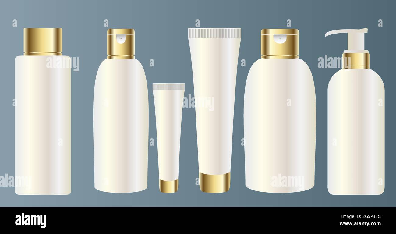 Set vector blank templates of empty and clean white plastic containers ...