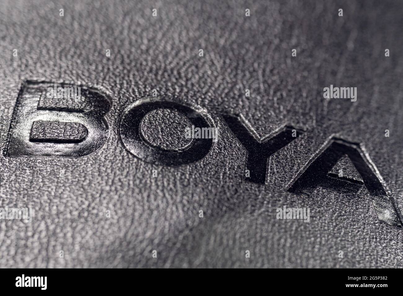 Tyumen, Russia-May 25, 2021: Boya logo close-up. Manufacturer of ...
