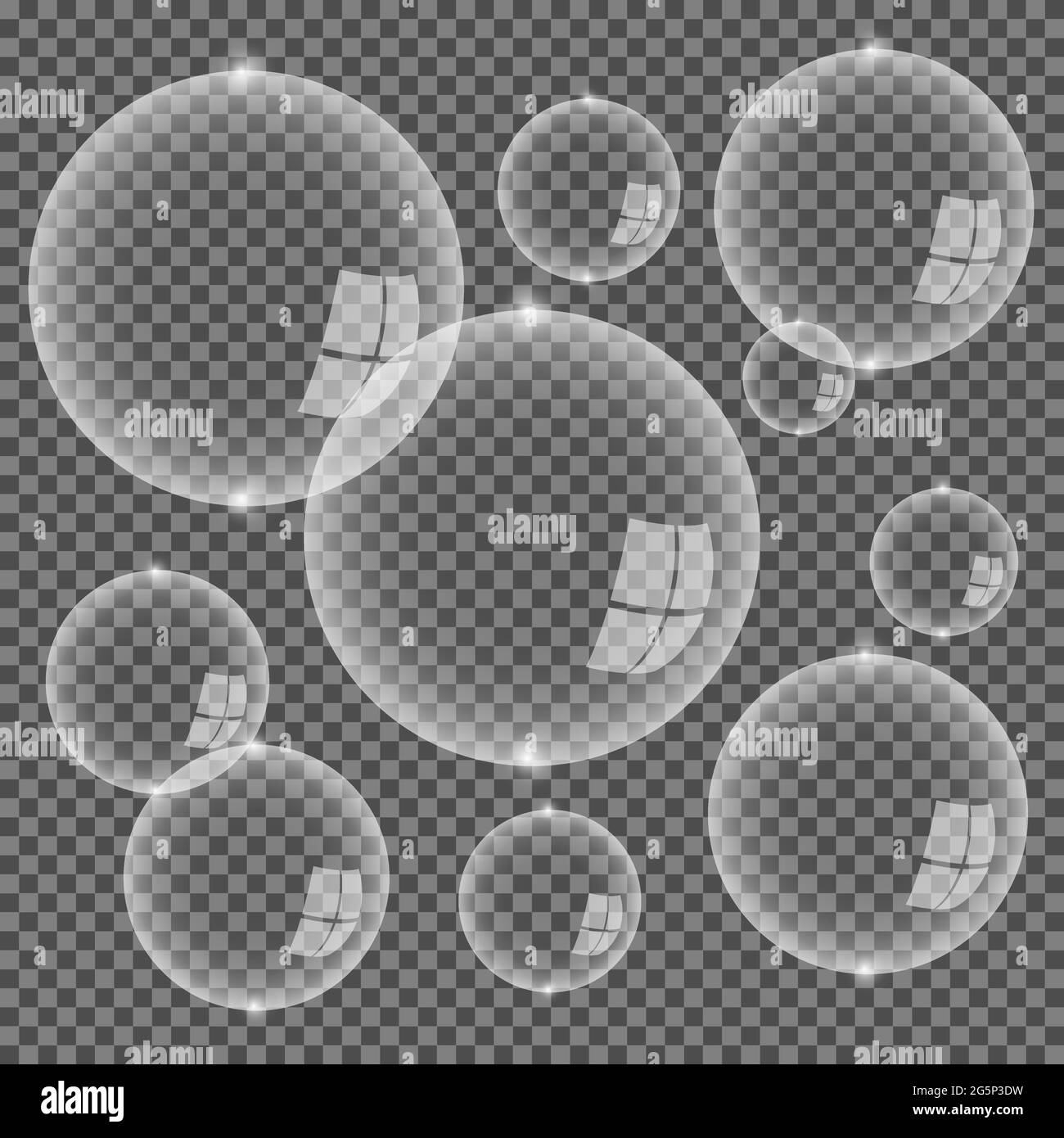 Set of realistic transparent colorful soap bubbles isolated on ...