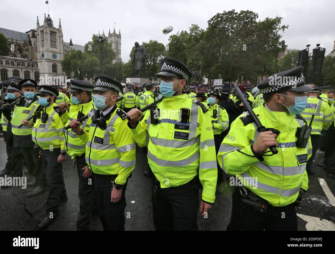 London, UK. 21st June, 2021. police officers guard the Parliament ...