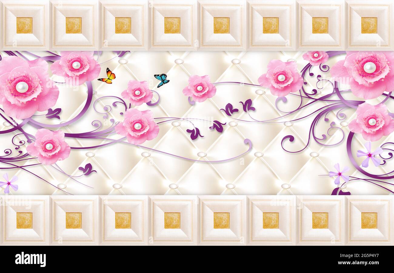 3d wallpaper design and beautiful wall brick background Stock Photo - Alamy