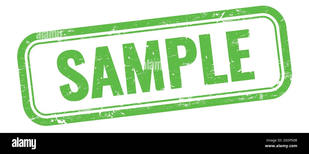 SAMPLE text on green grungy vintage rectangle stamp Stock Photo - Alamy