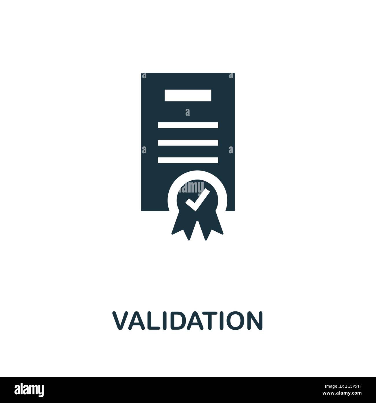 Validation icon. Simple creative element. Filled monochrome Validation ...