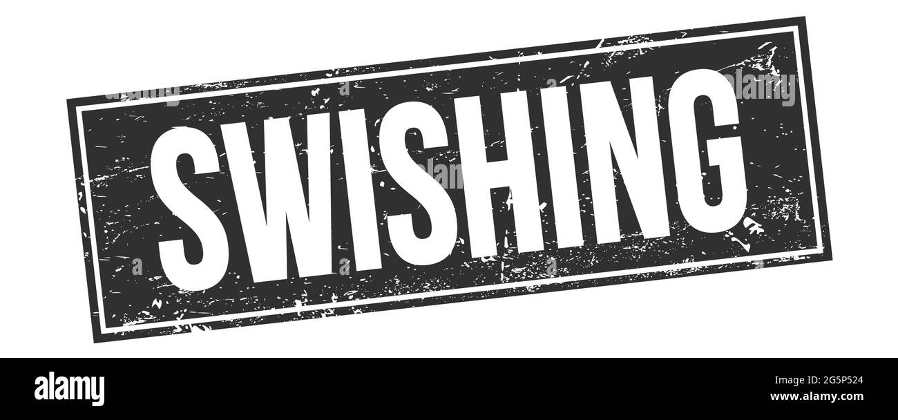 SWISHING text on black grungy rectangle stamp sign Stock Photo - Alamy