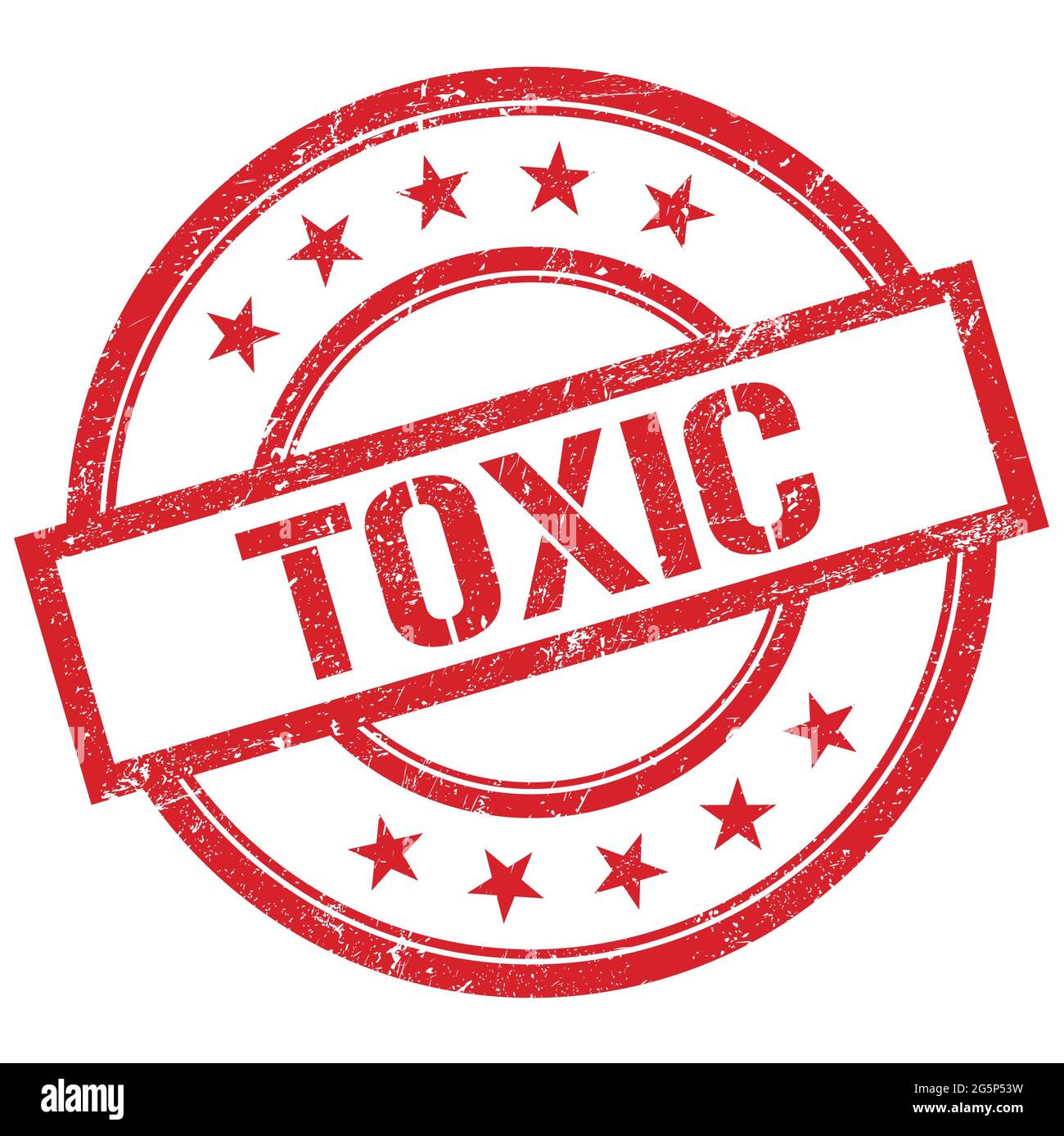 TOXIC text written on red round vintage rubber stamp Stock Photo - Alamy