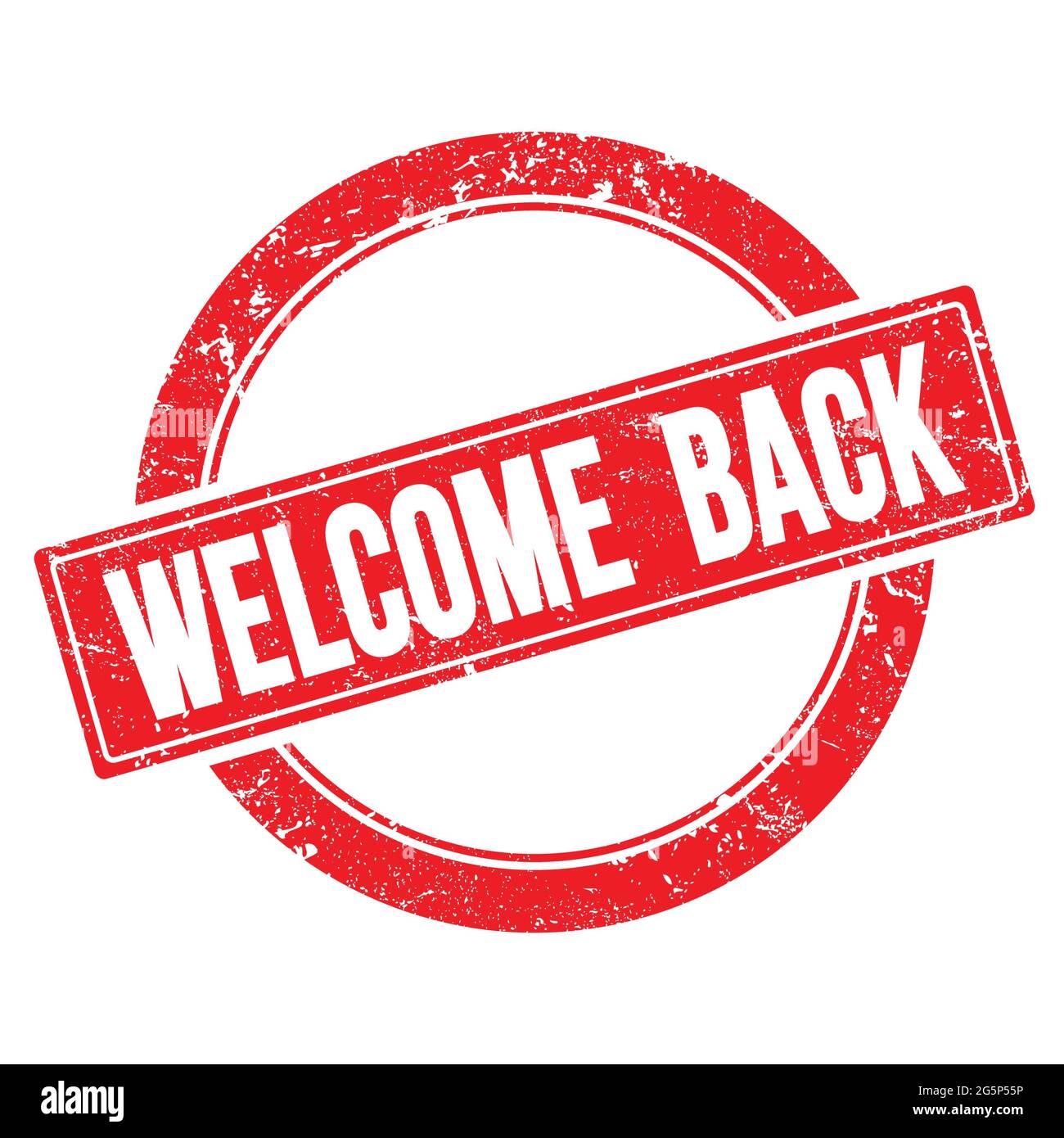 WELCOME BACK text on red grungy round vintage stamp Stock Photo - Alamy