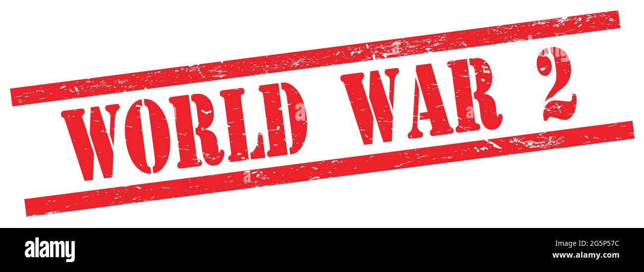 WORLD WAR 2 text on red grungy rectangle vintage stamp Stock Photo - Alamy