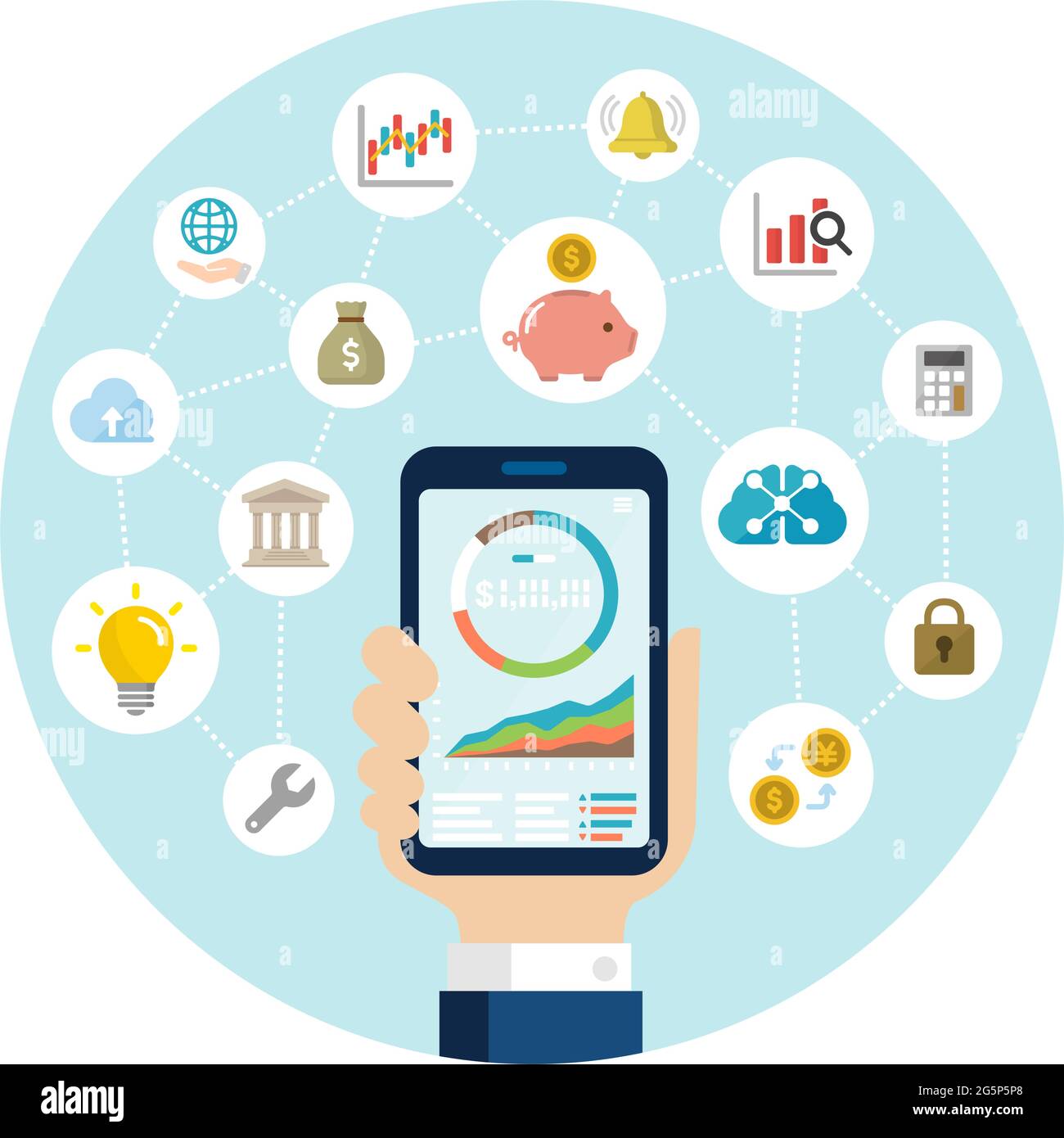 Mobile investment ( robot advisor, fin tech apps ) round banner ...