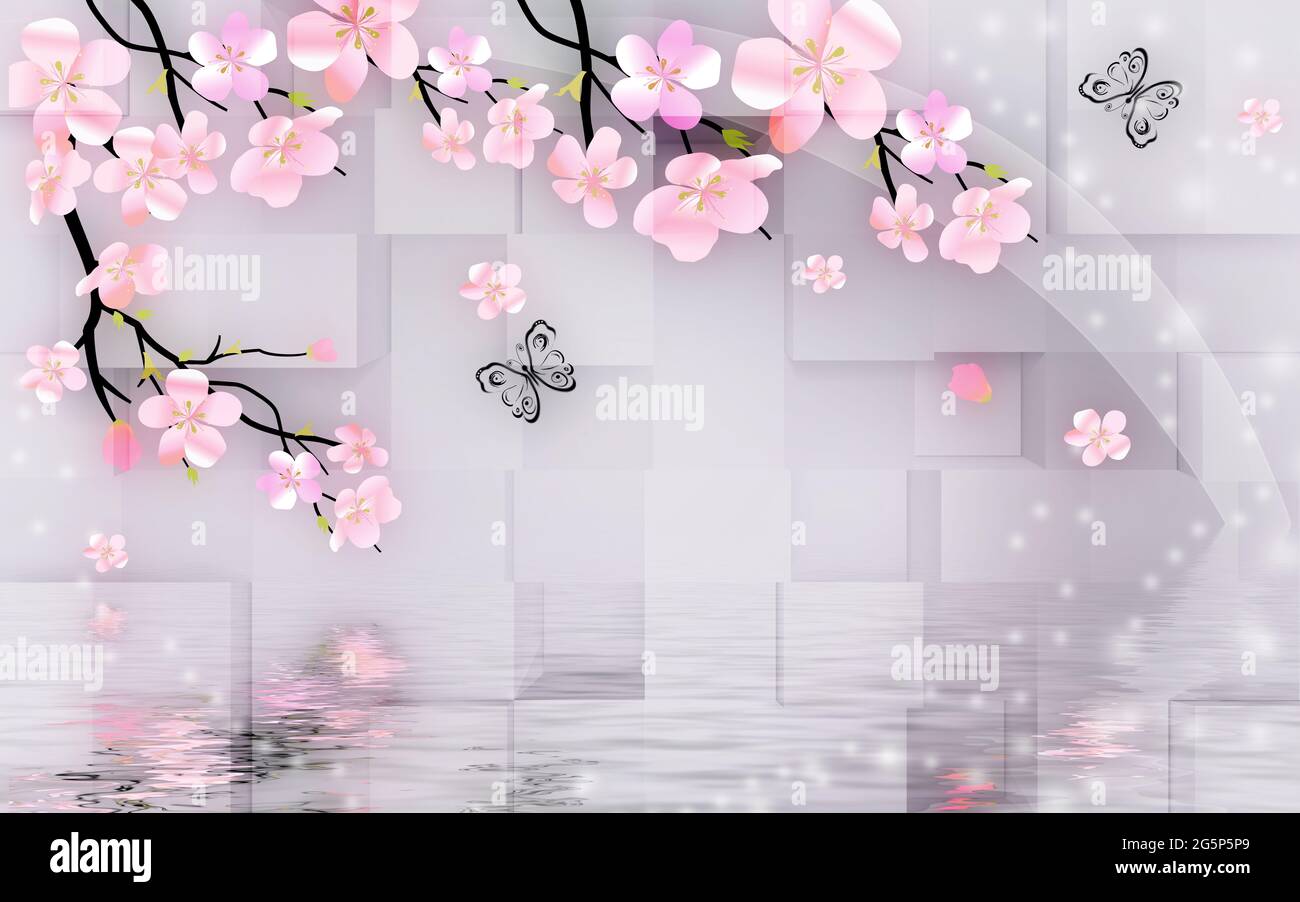 3d wallpaper design and beautiful wall brick background Stock Photo - Alamy