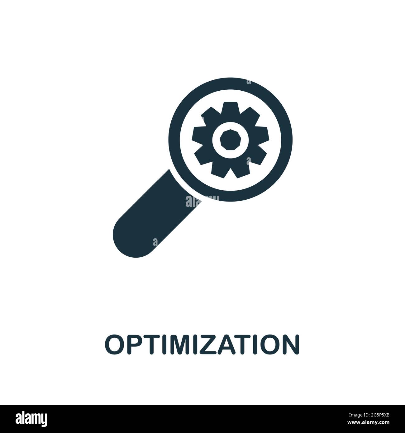 Optimization icon. Simple creative element. Filled monochrome ...