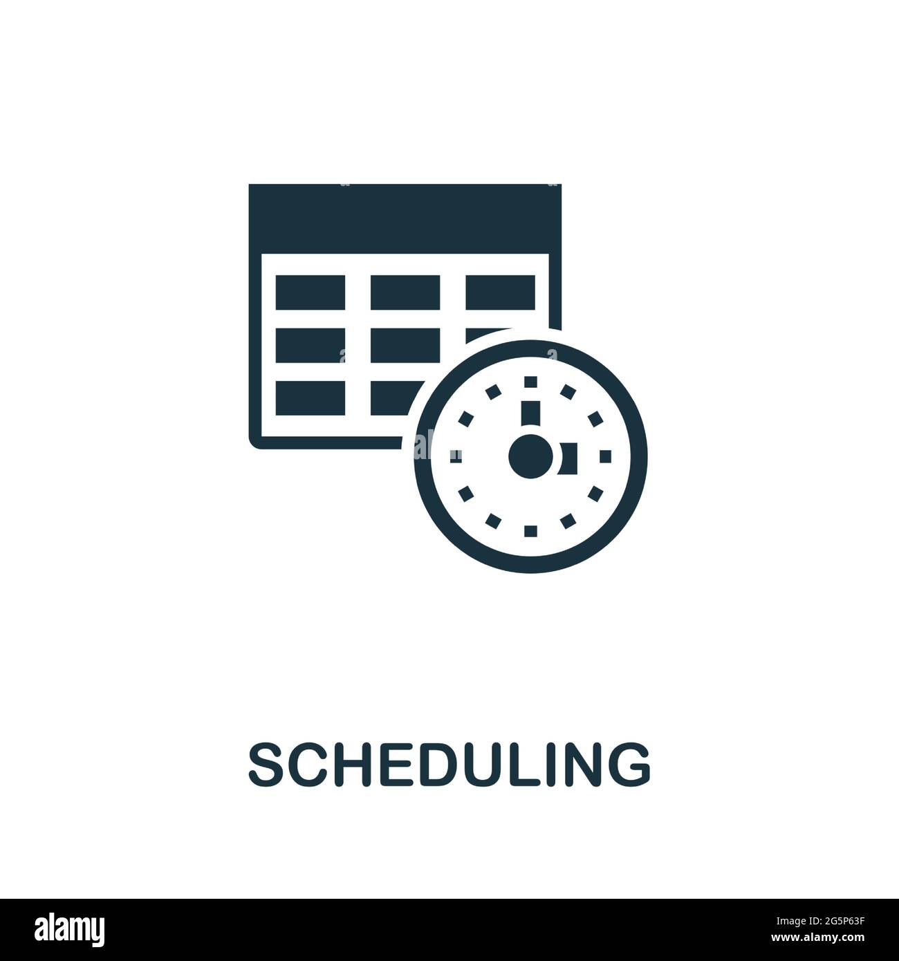 Scheduling icon. Simple creative element. Filled monochrome Scheduling ...