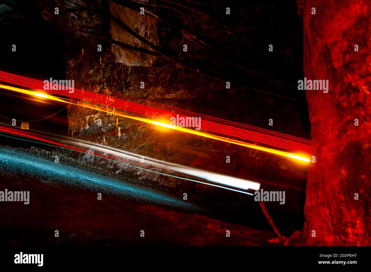 Light Trail in Underground Decline Stock Photo - Alamy