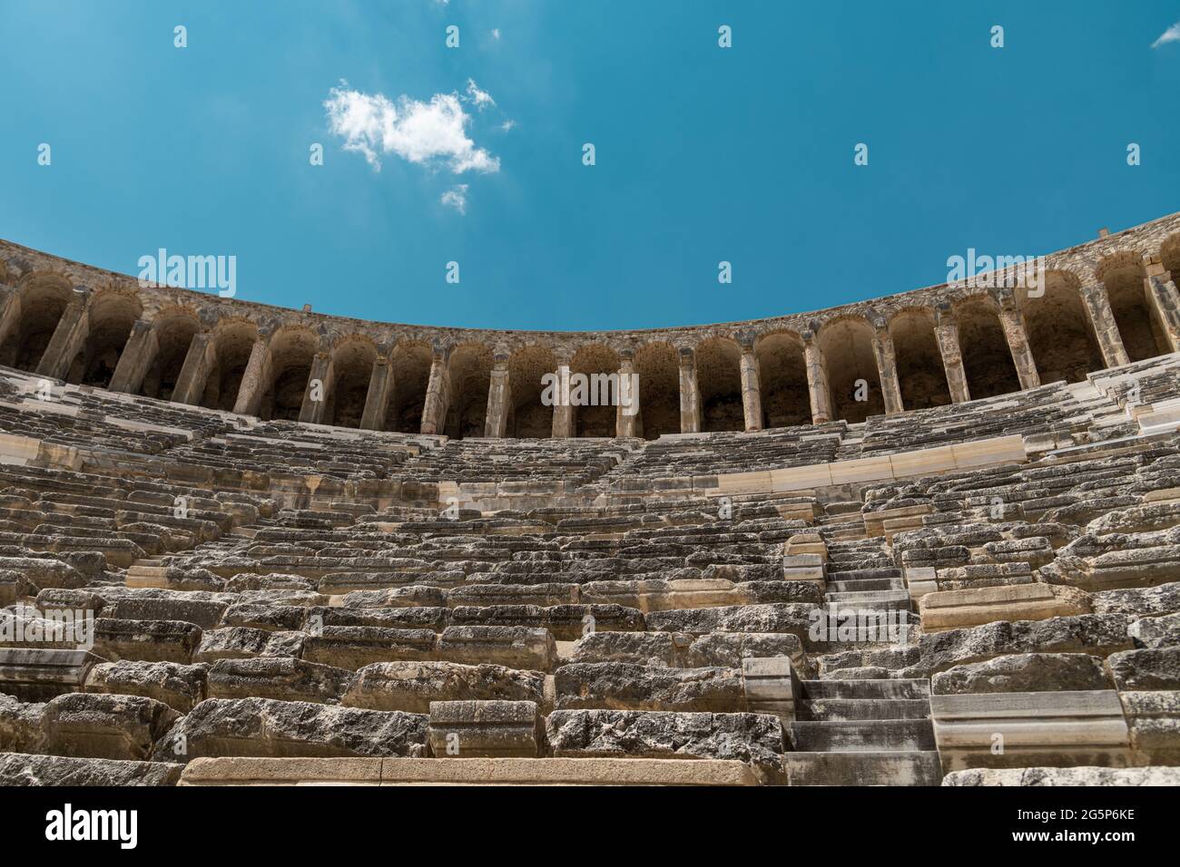 Roman amphitheater of Aspendos, Belkiz - Antalya, Turkey Stock Photo ...