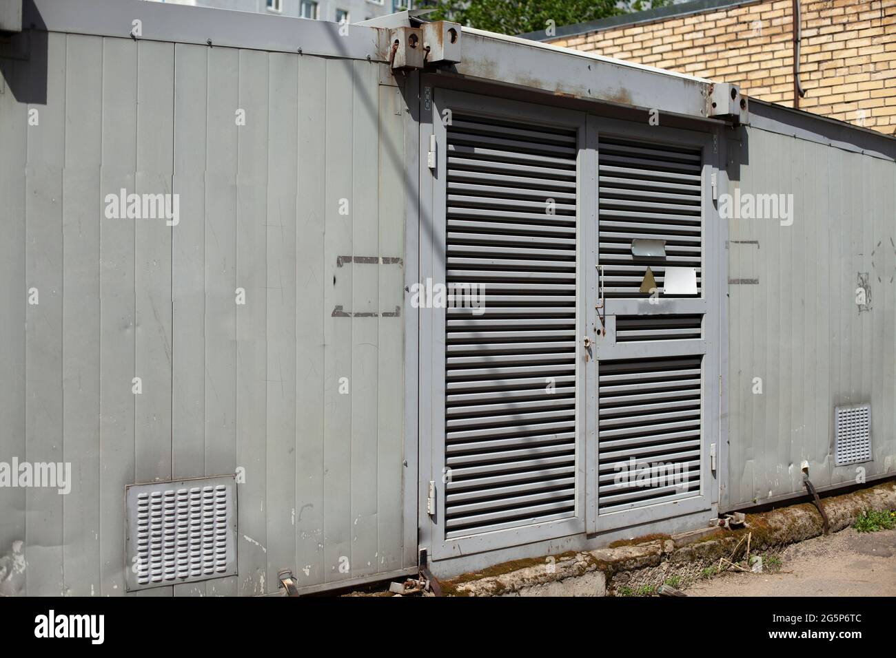 Electric booth in Russia. Electricity distributor. Stop dangerously ...