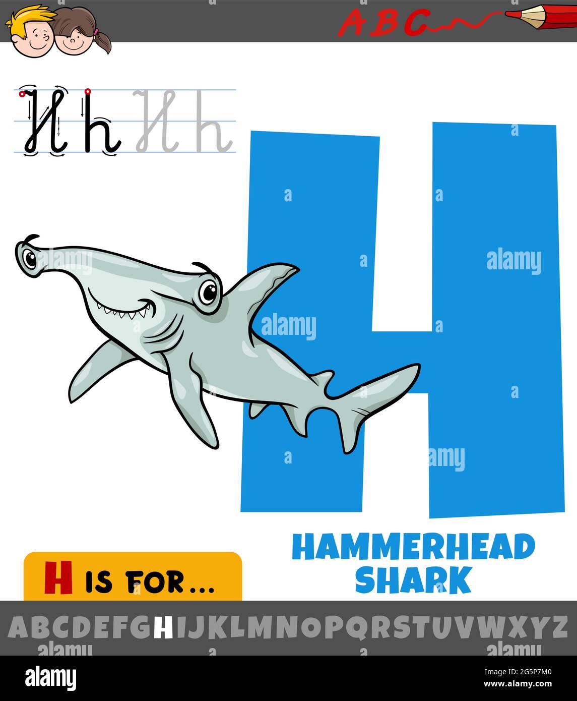 Educational cartoon illustration of letter H from alphabet with ...