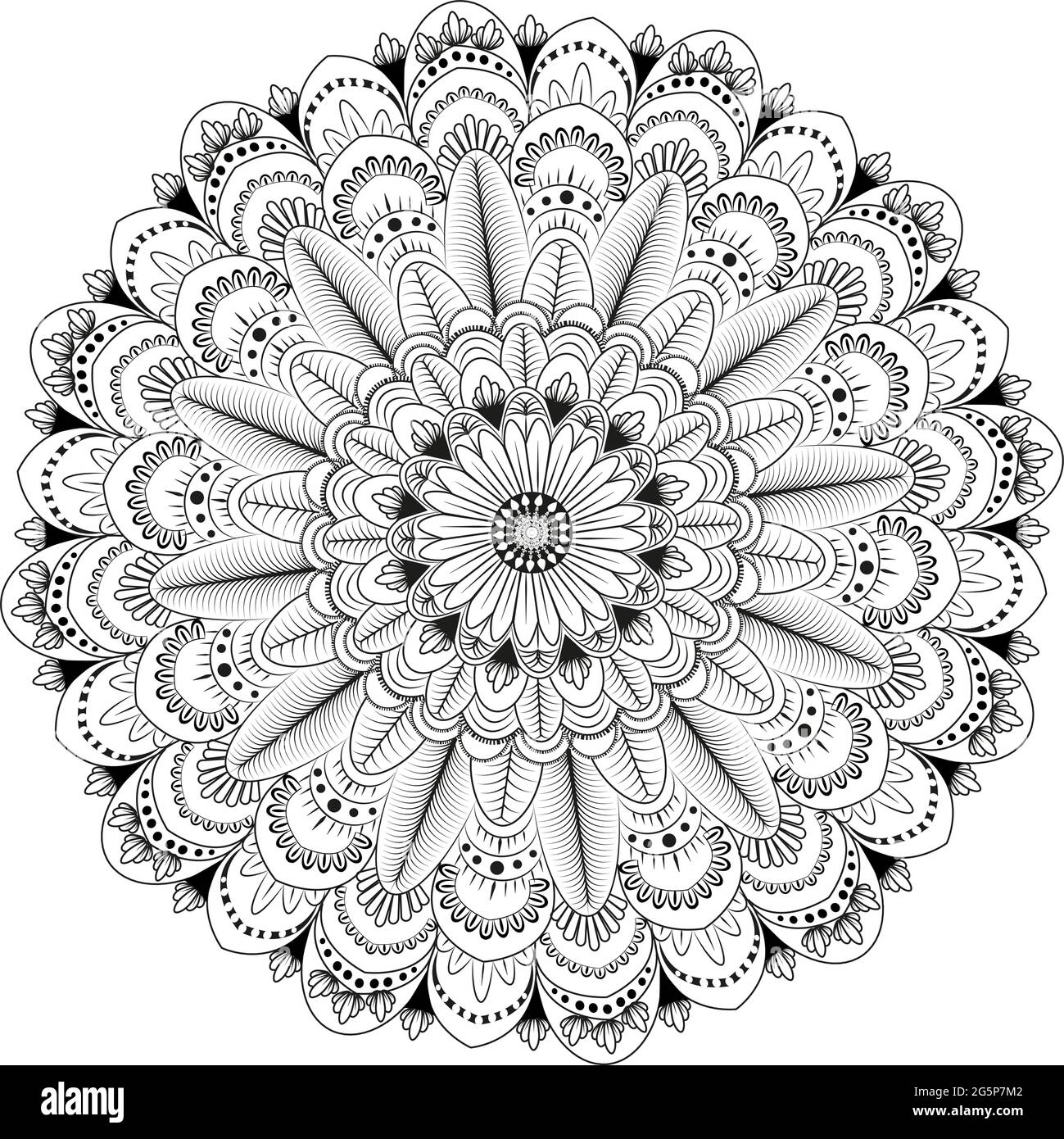 Mandala with floral patterns Lace mandala flower curves lines Stock ...