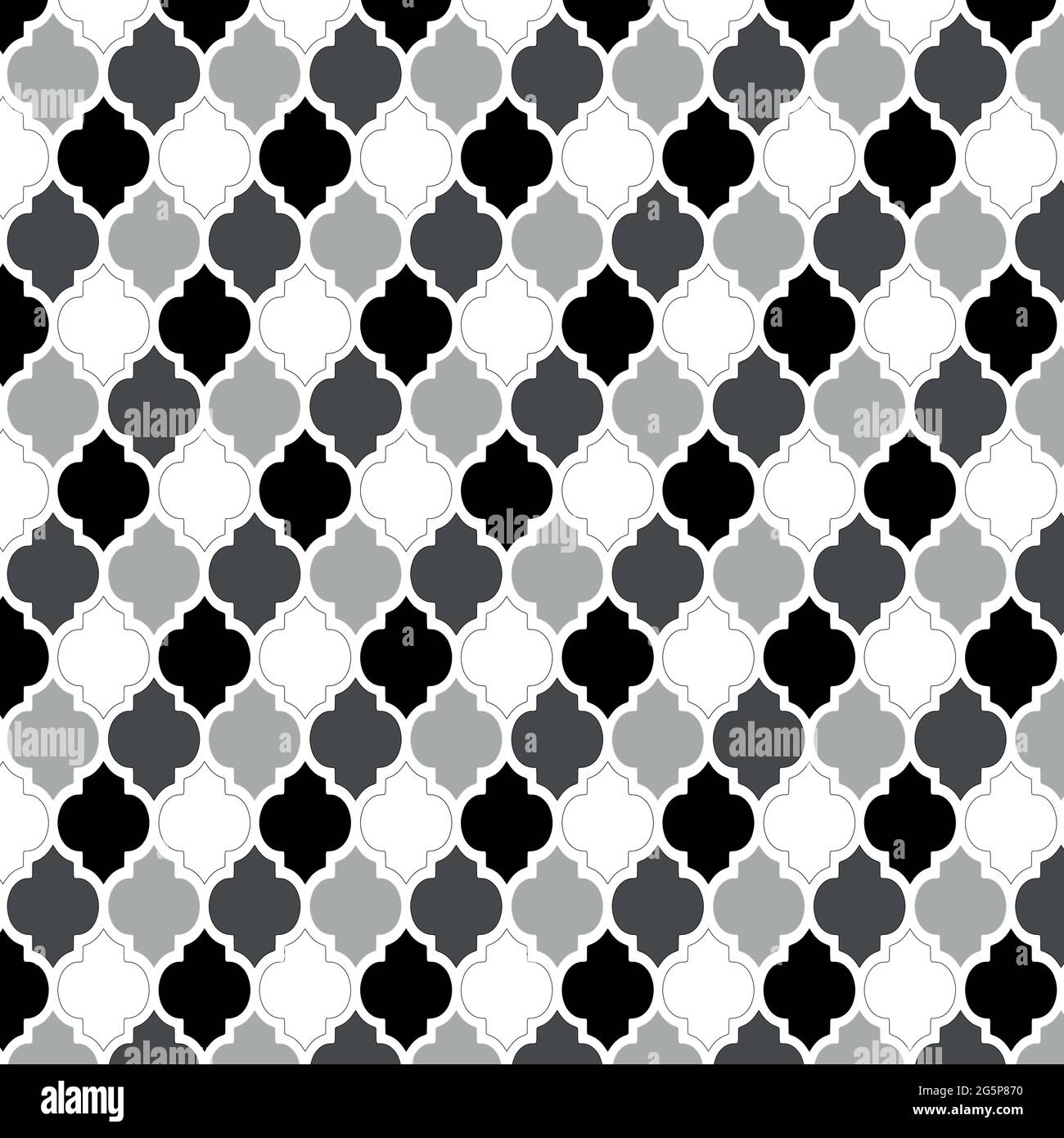 Black and white Moroccan pattern with isolated white background Stock ...