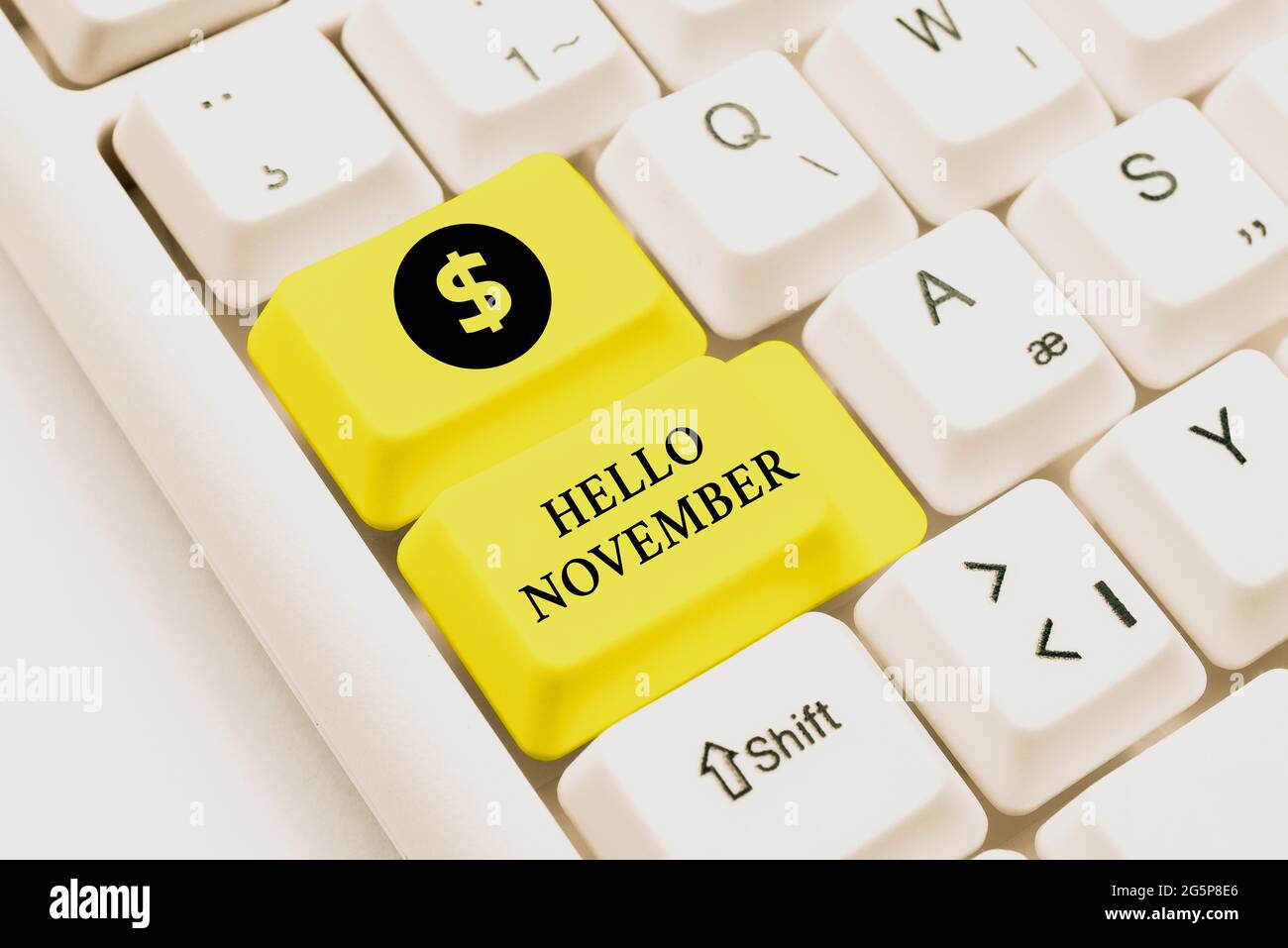 Sign displaying Hello November. Business overview greeting used when ...