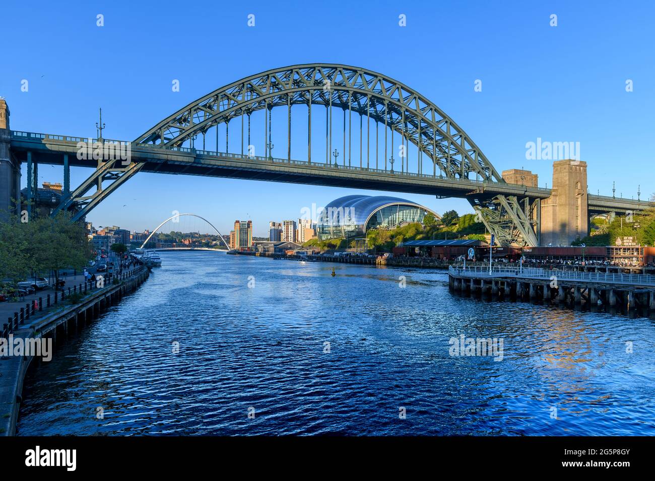 The Gateshead side of the River Tyne. In the shadow of the enormous ...