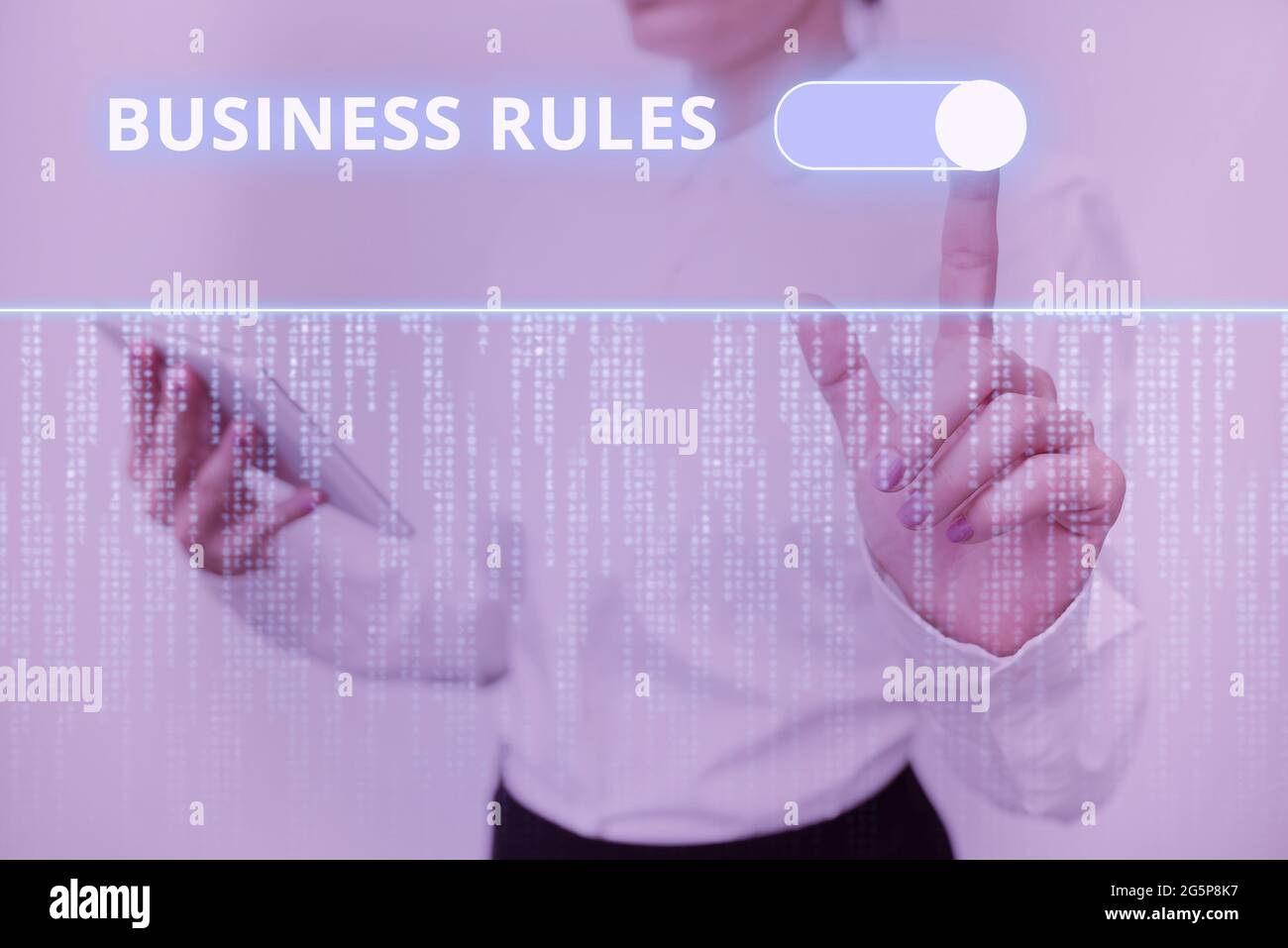 Sign displaying Business Rules. Word for the principles which determine ...