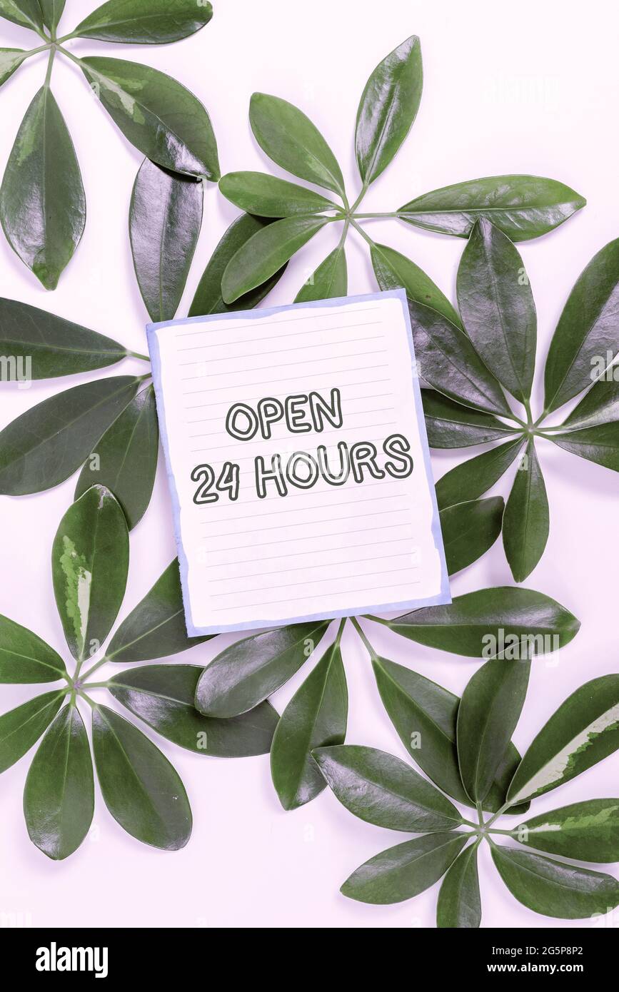 Conceptual caption Open 24 Hours. Concept meaning available all day and ... Conceptual caption Open 24 Hours. Concept meaning available all day and ...