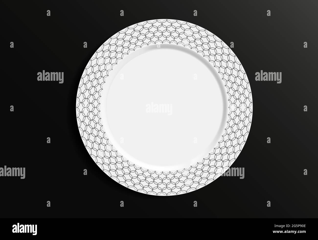 Round Geometric Floral Pattern. Decorative plate with a black ornament ...