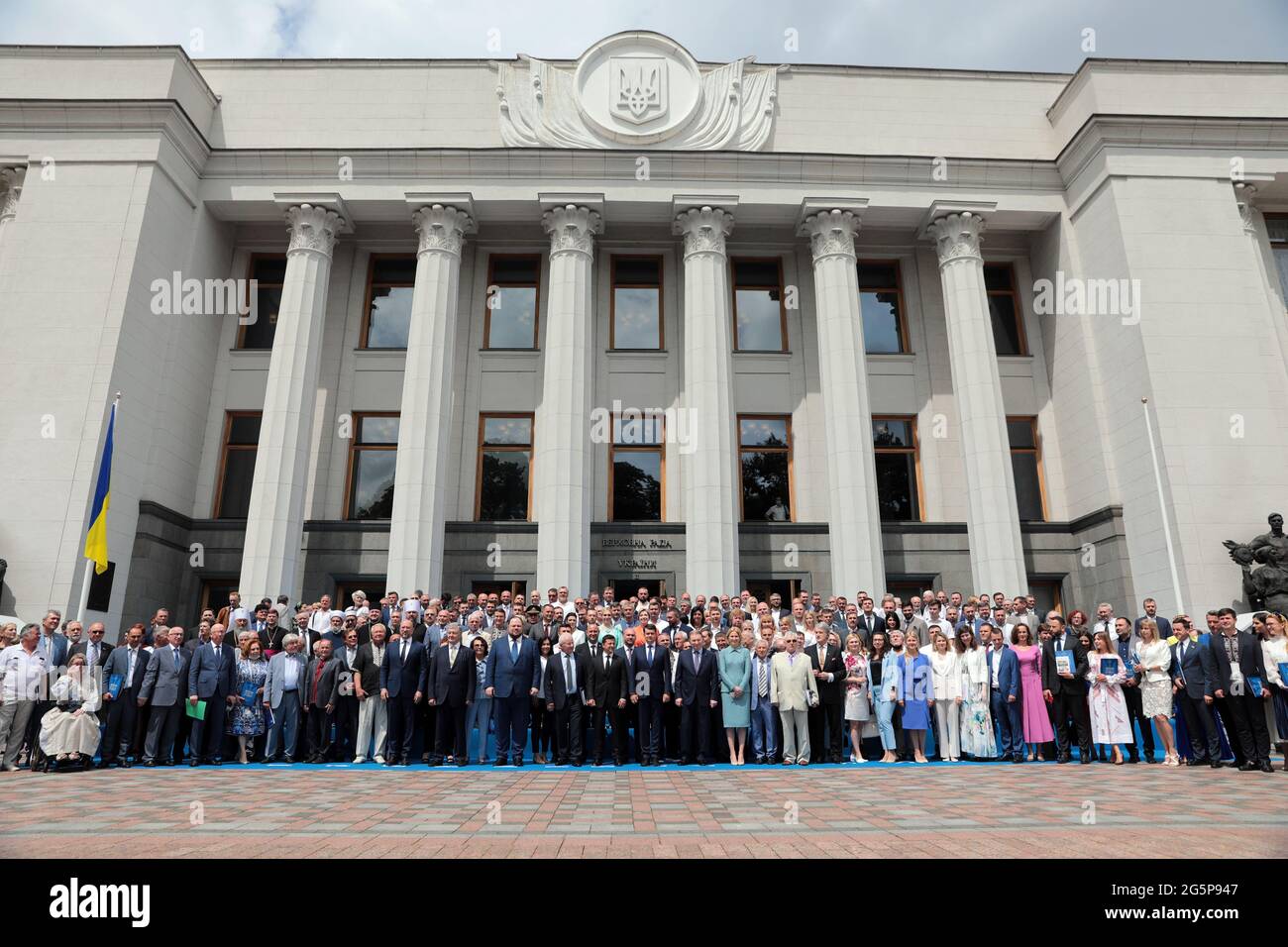 KYIV, UKRAINE - JUNE 28, 2021 - Participants of the solemn meeting ...