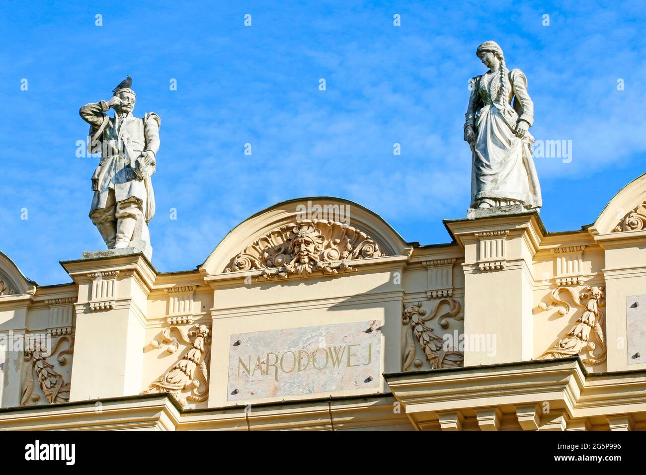 Details of Juliusz Slowacki Theatre in Krakow, Poland, erected in 1893 ...