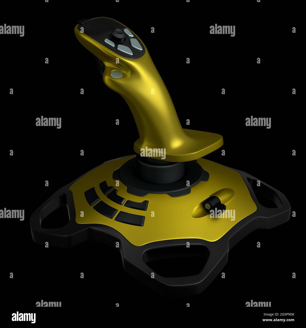 Realistic joystick for flight simulator isolated on black background ...