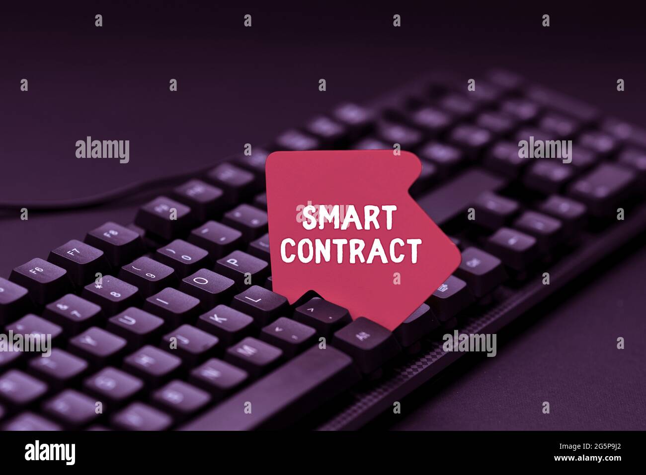 Hand writing sign Smart Contract. Word for digital agreement to control ...