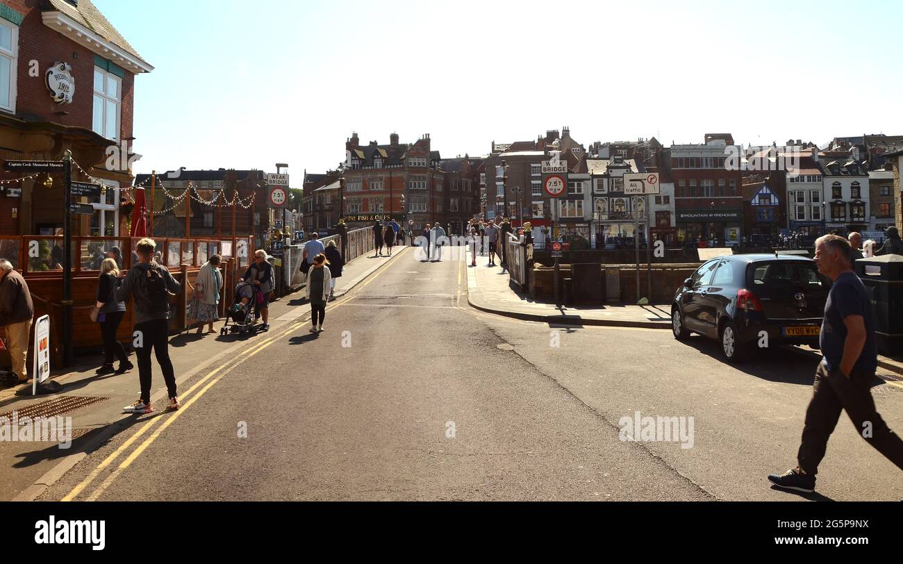 Pedestrian and road bridge over the river esk hi-res stock photography ...