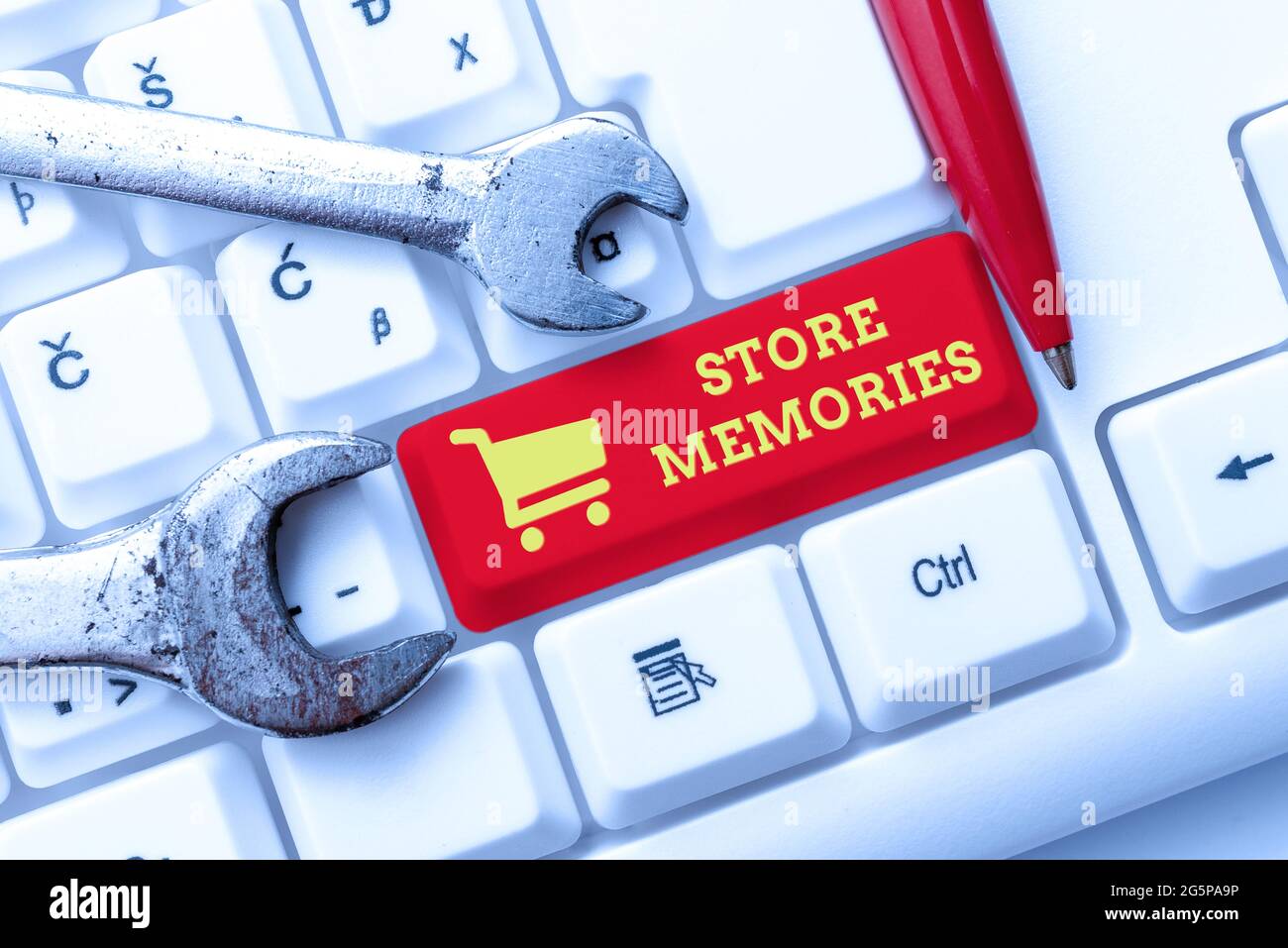 Hand writing sign Store Memories. Business approach a process of ...