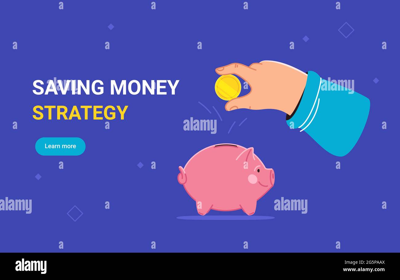 Saving money strategy with piggy bank box Stock Vector Image & Art - Alamy