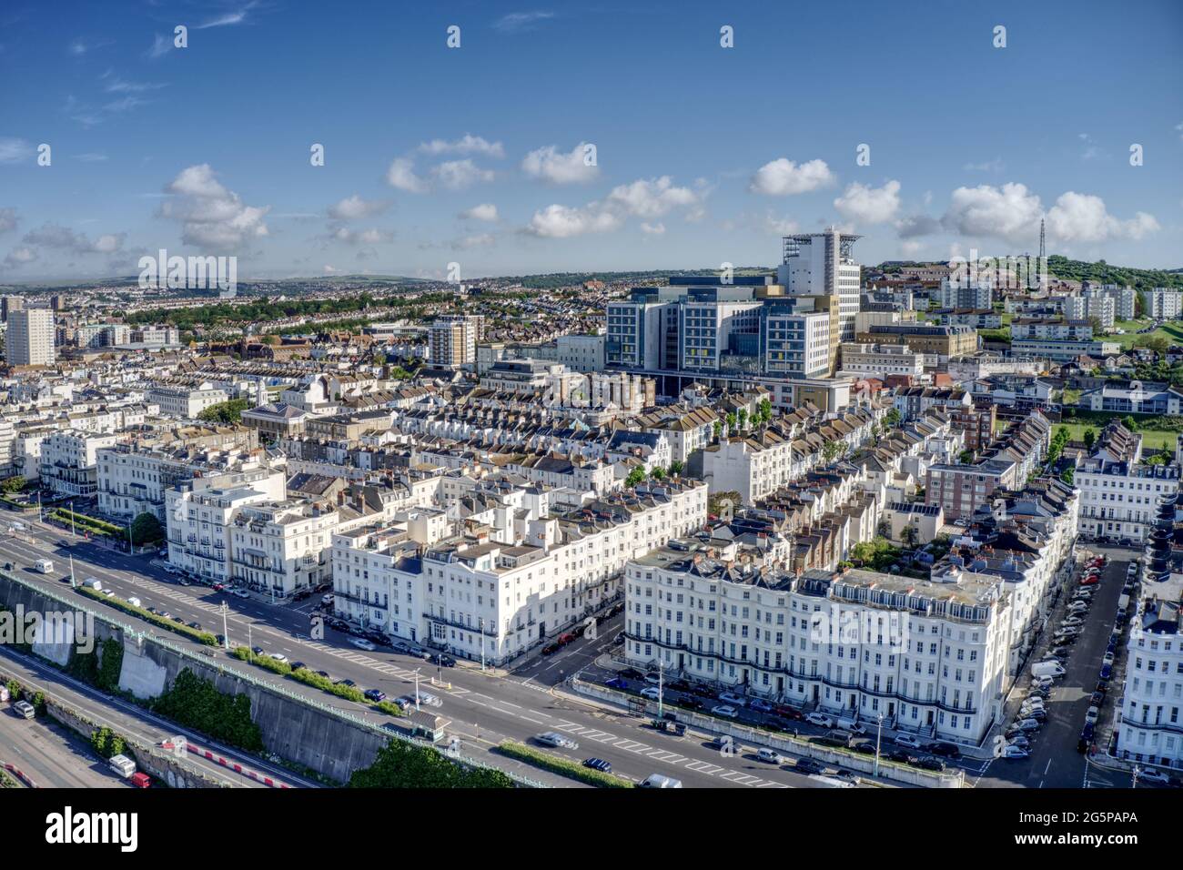 Aerial view from Marine Parade with beautiful Victorian buildings along ...