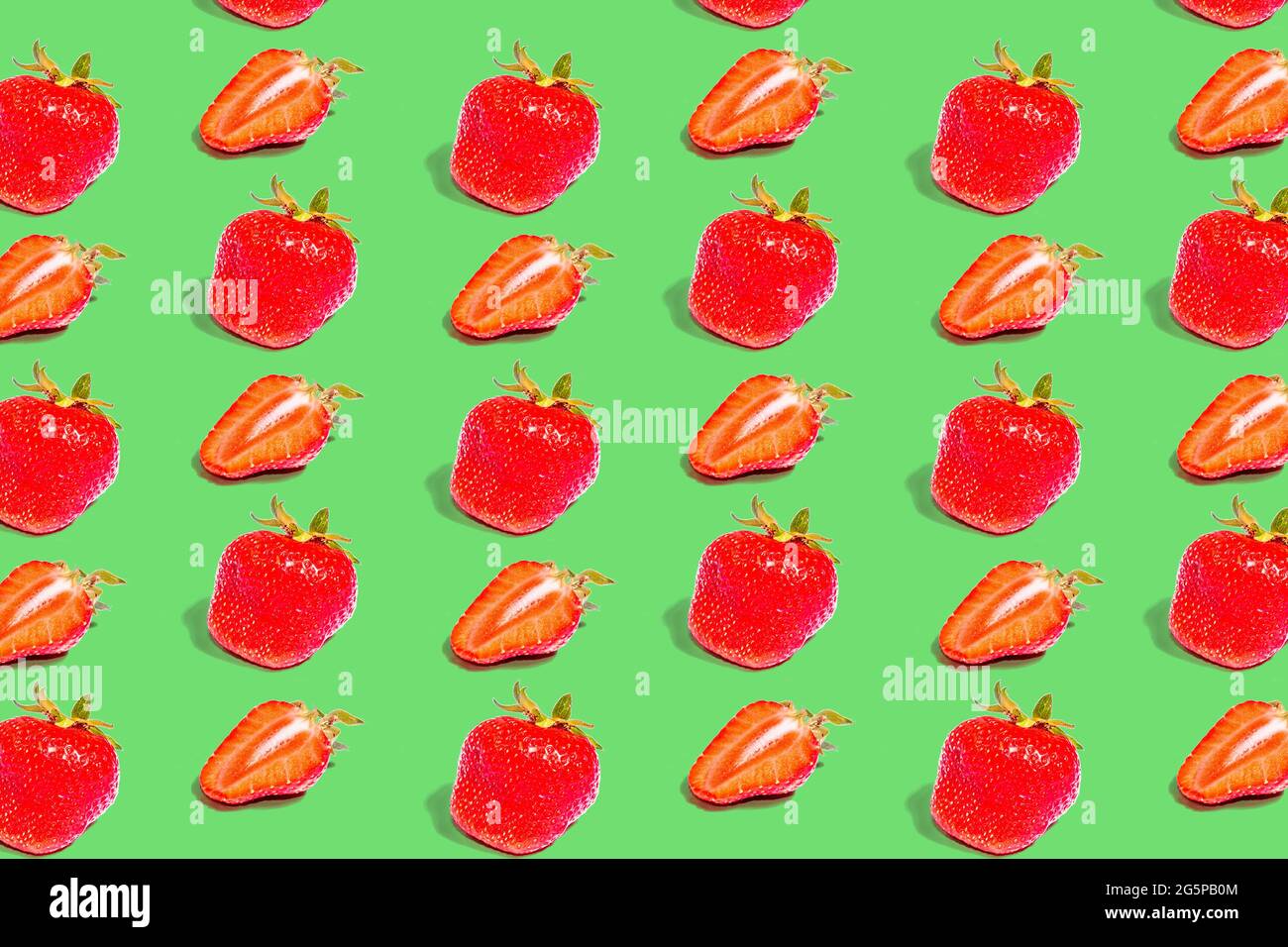 Strawberry. A pattern of strawberries on a colored background. Whole ...