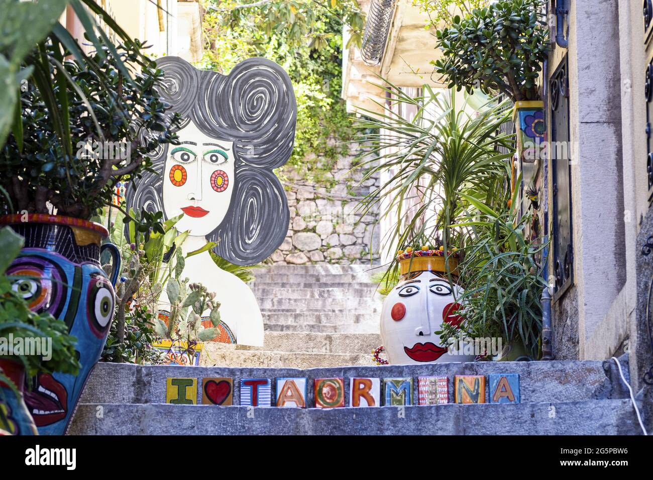 TAORMINA, ITALY - Mar 25, 2020: Colorful write " I love Taormina ...