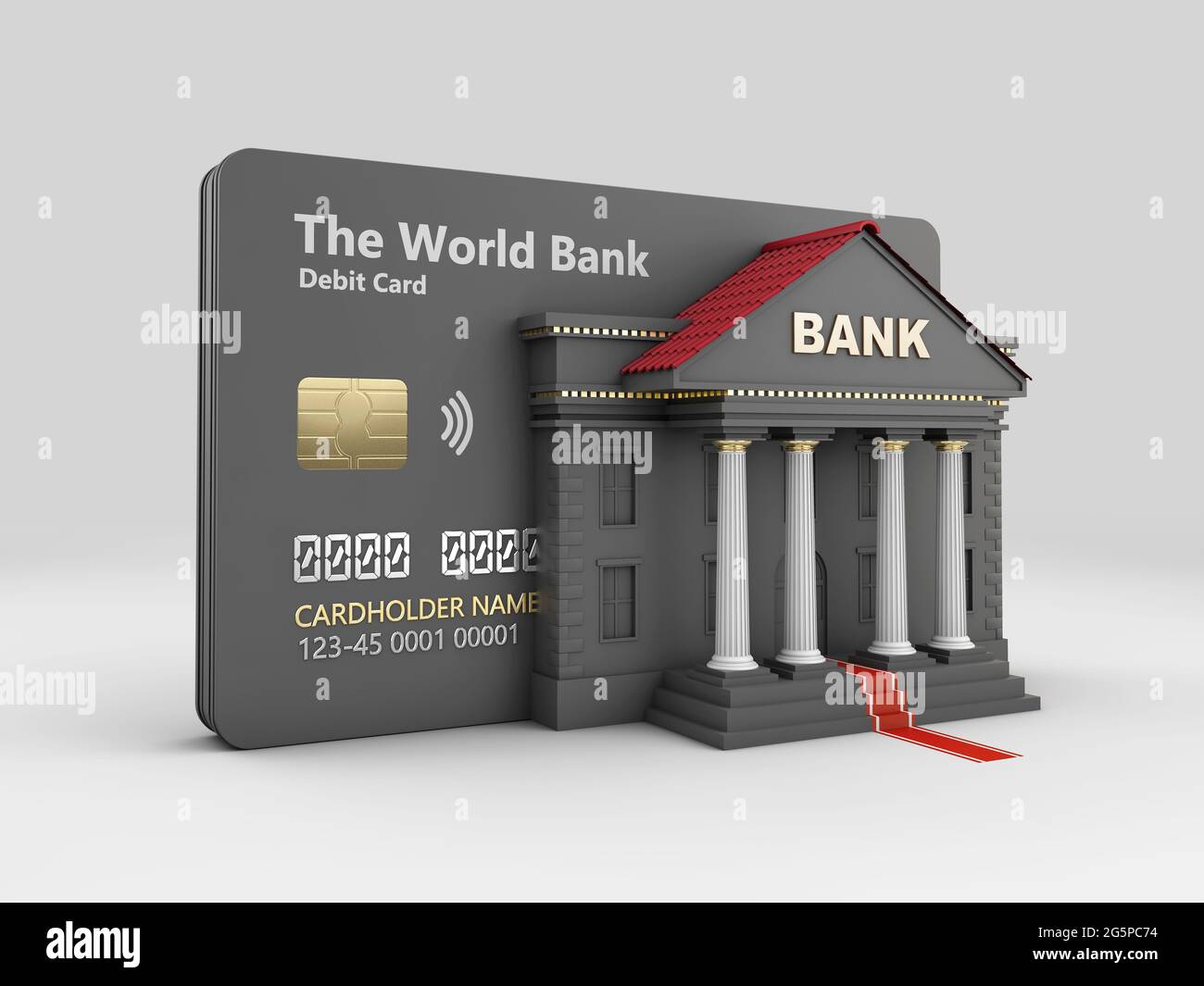 3d Rendering of Credit Card with Bank Building. clipping path included ...