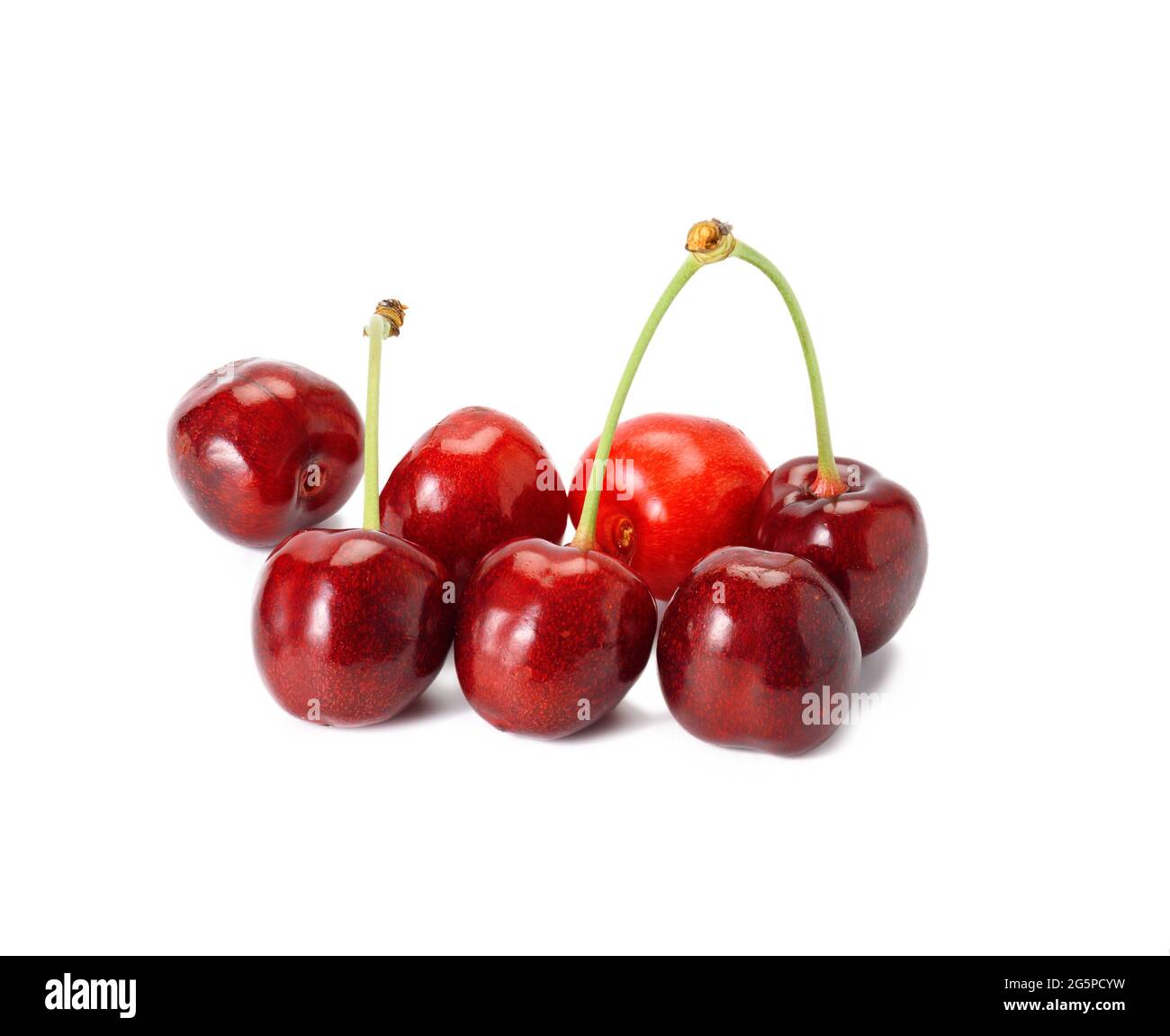 Red cherry with stalk hi-res stock photography and images - Alamy