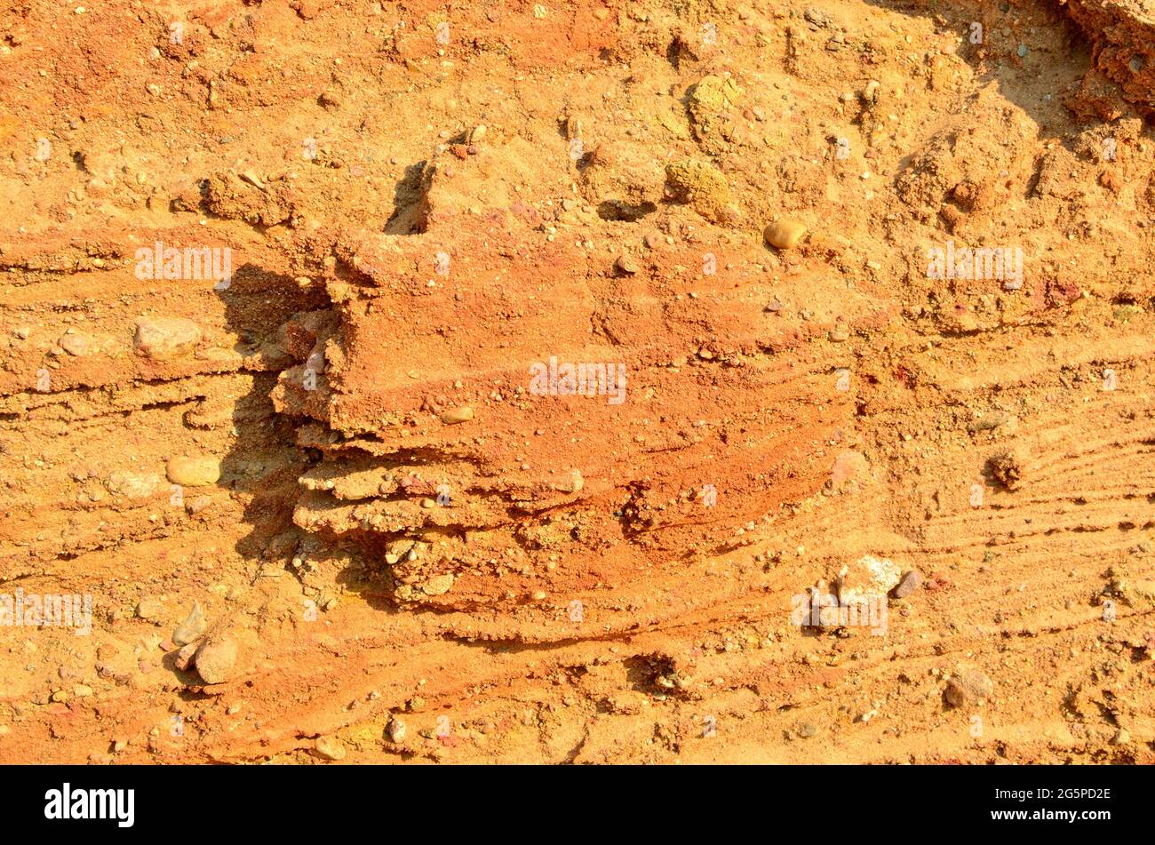 Texture of different sand pile layers of clay underground in a mining ...