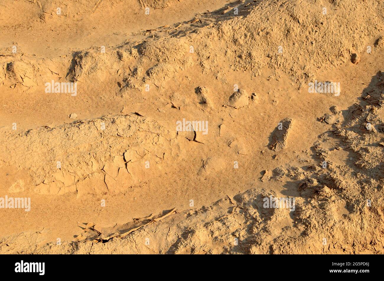 Texture of different sand pile layers of clay underground in a mining ...