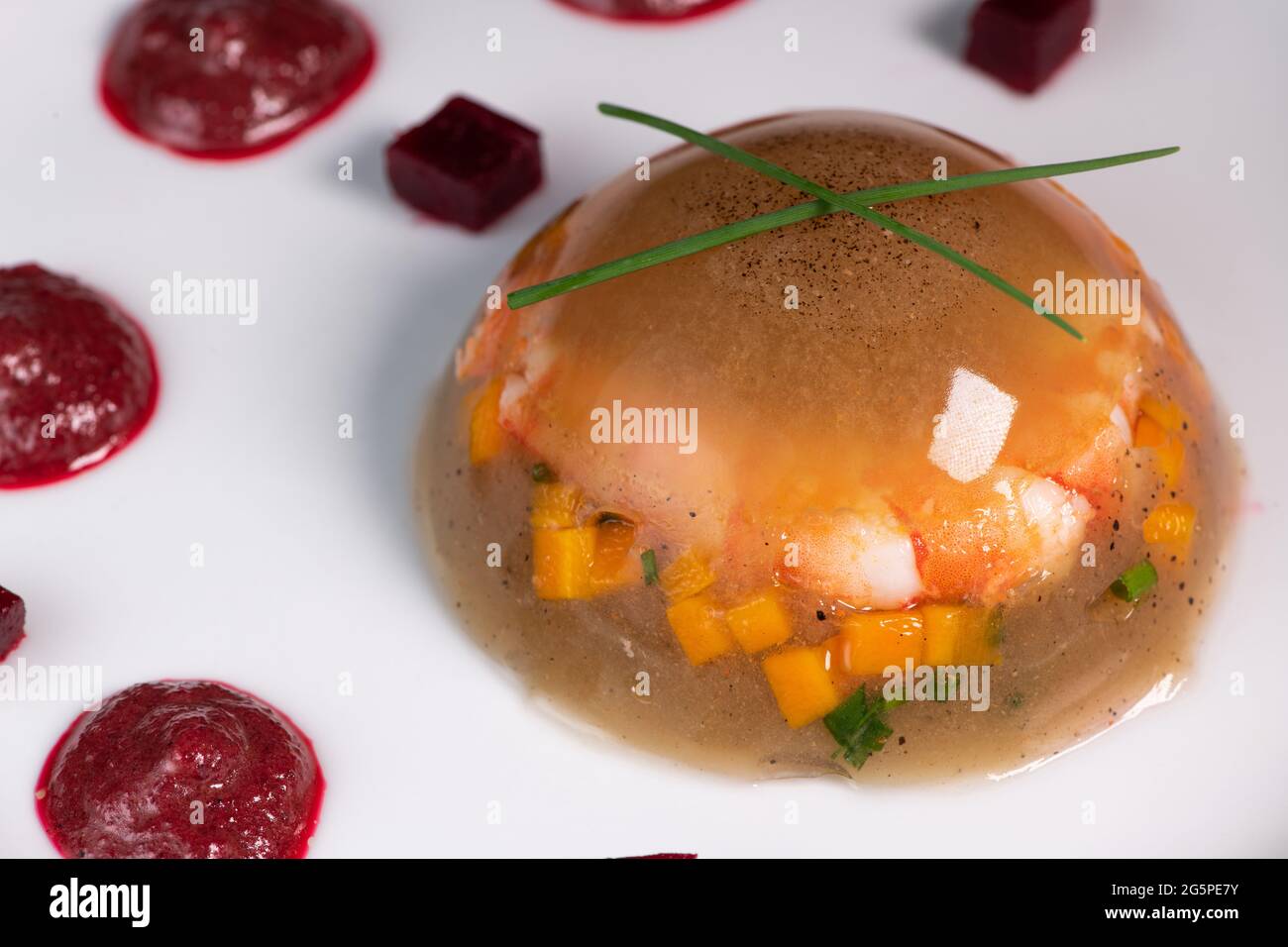 Aspic recipe, jelly made from a broth of prawns and peppery beetroot ...