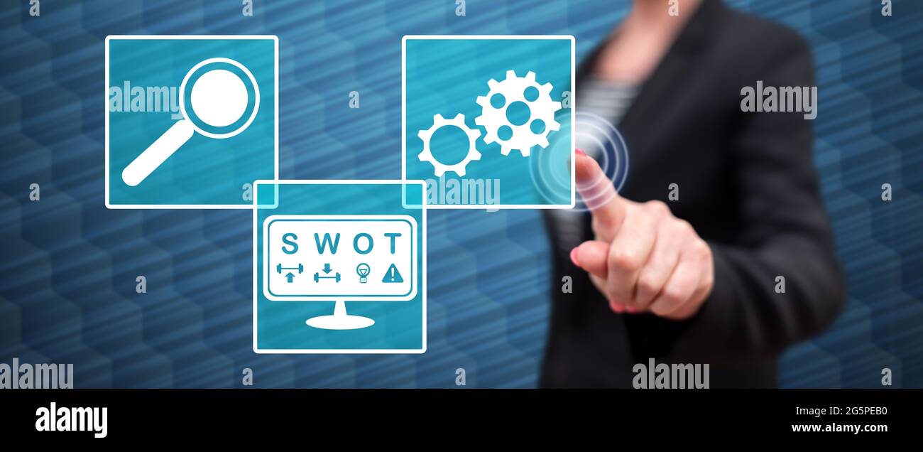 Woman touching a swot concept on a touch screen with her finger Stock ...