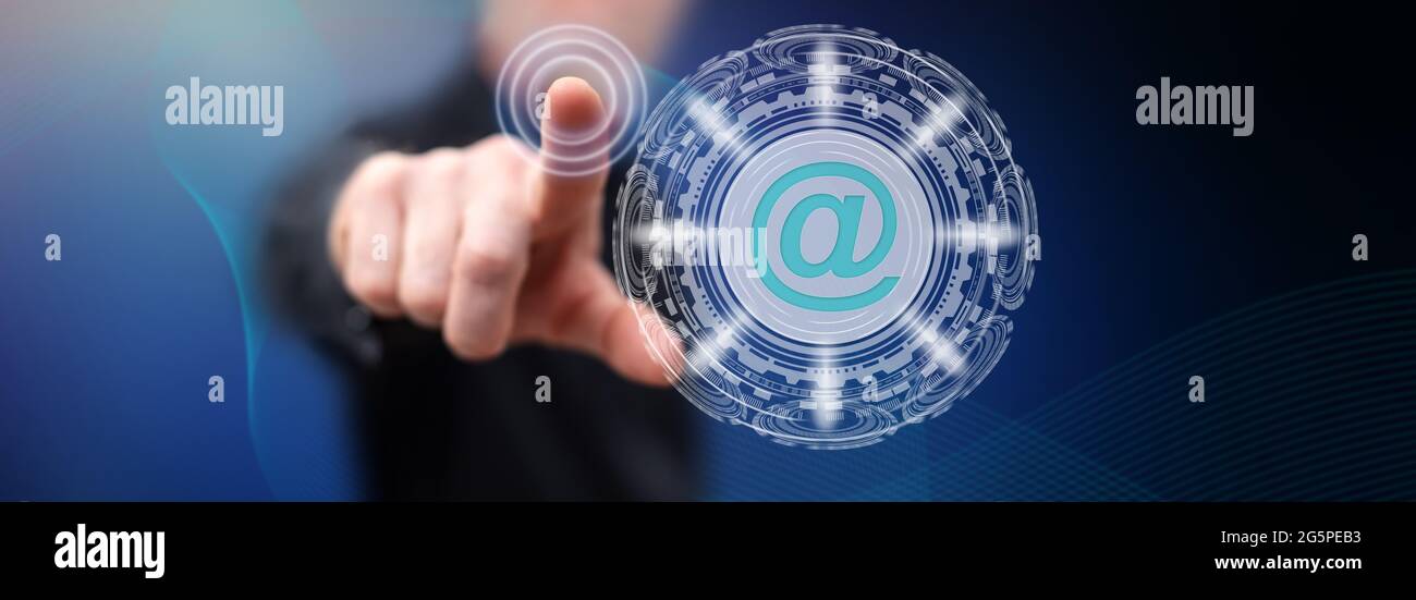 Man touching an email concept on a touch screen with his finger Stock ...