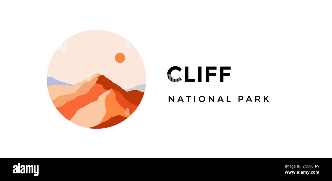 Logo, logotype, sign. Cliff, national park. Logo with abstract ...