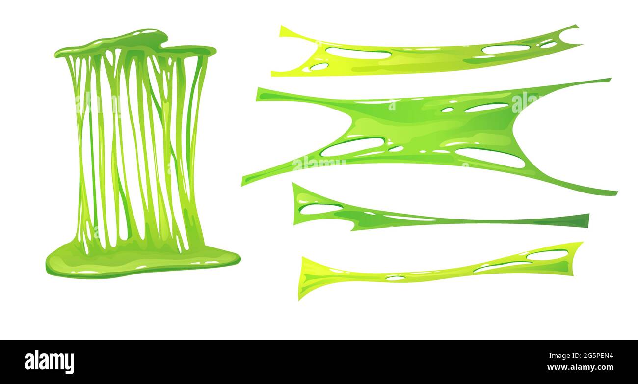 Stretched green slime. Kids' sensory toy. Cartoon vector illustration ...