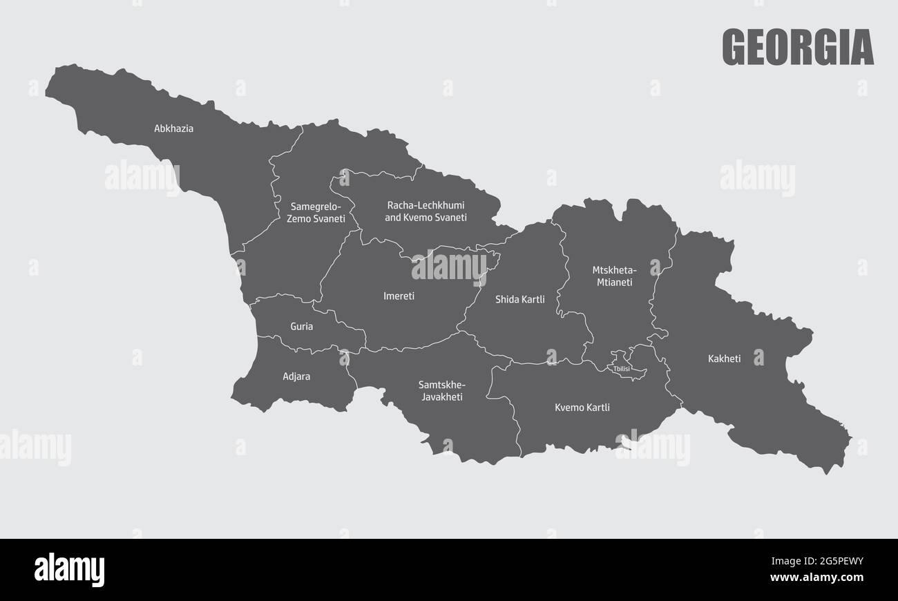 Georgia administrative map divided in regions with labels Stock Vector ...