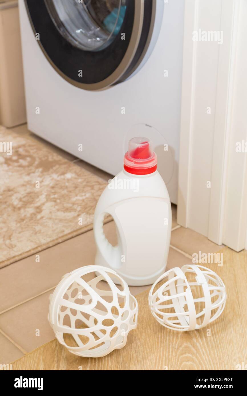 Spheres for washing delicate laundry. Plastic balls for washing Stock ...