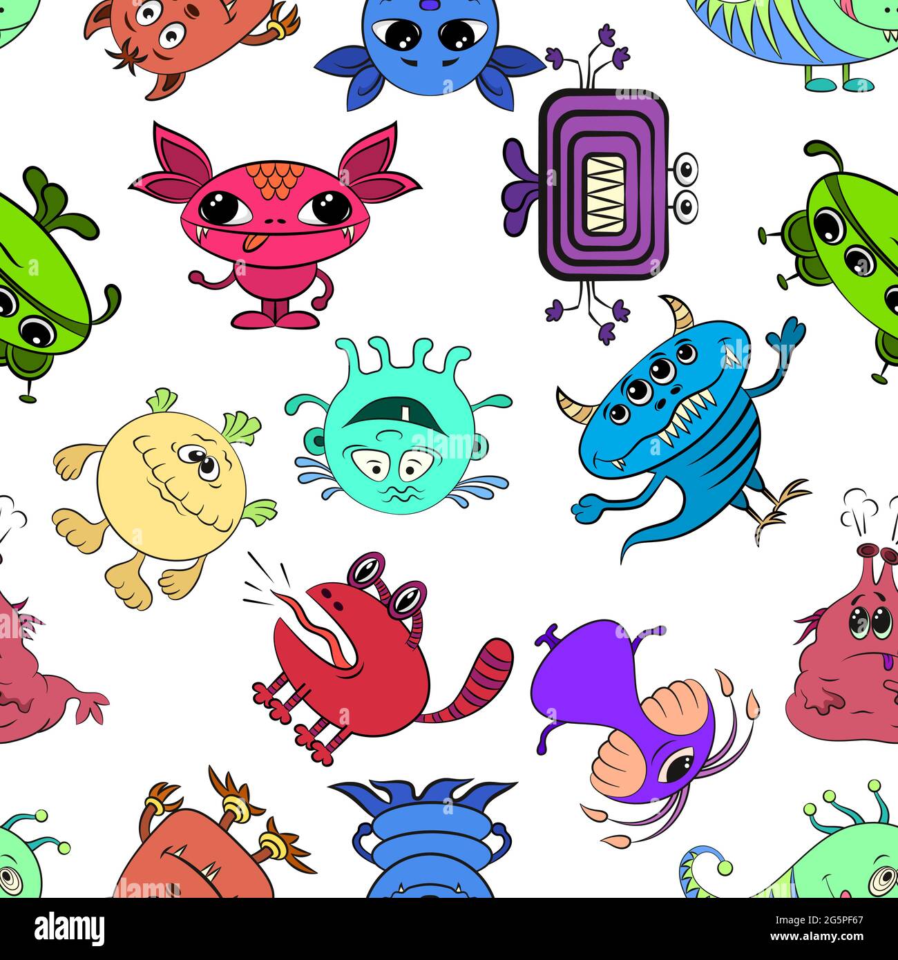 Cartoon Monsters Seamless Stock Vector Image & Art - Alamy