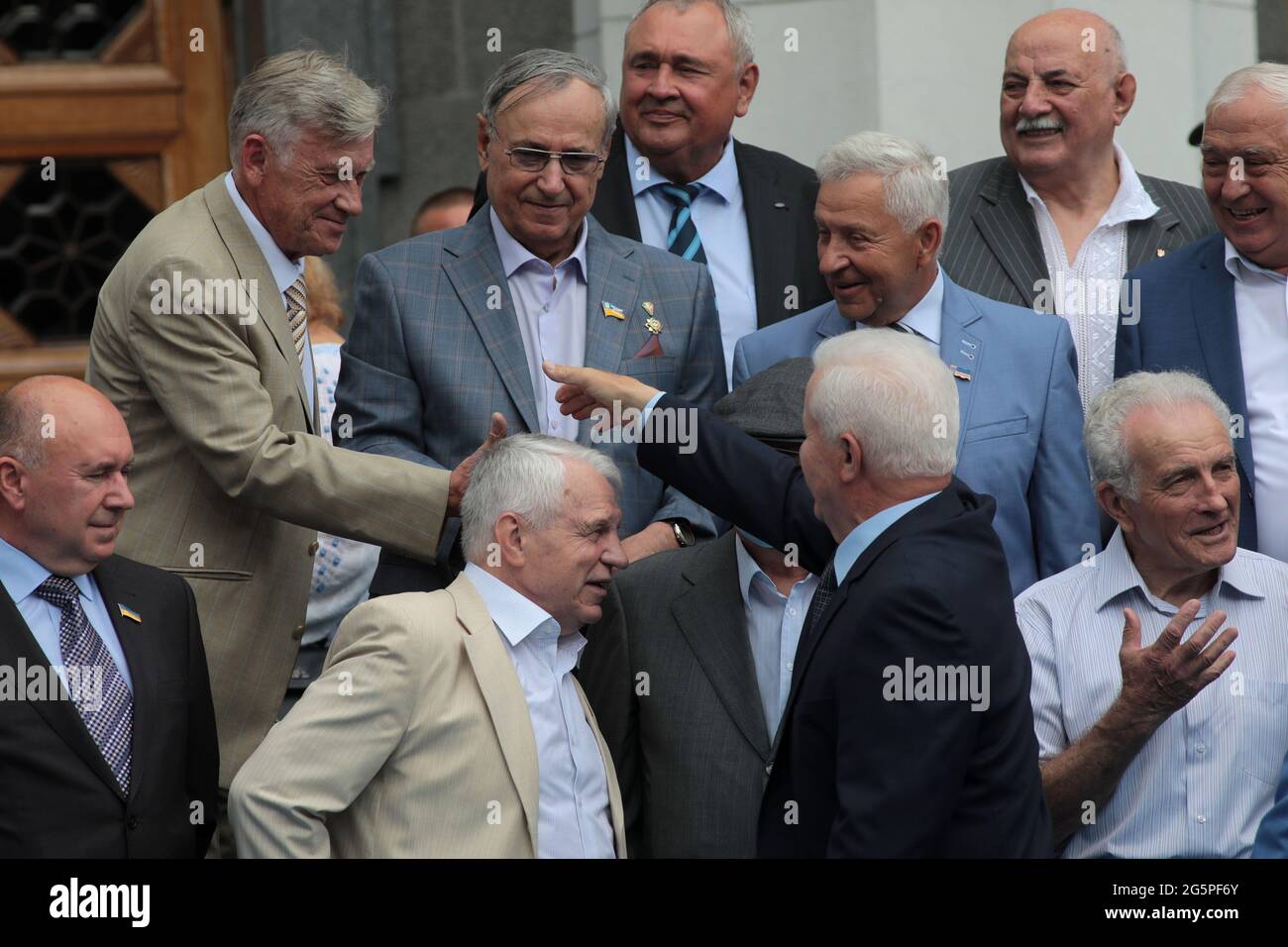 KYIV, UKRAINE - JUNE 28, 2021 - Attendees are pictured outside the ...